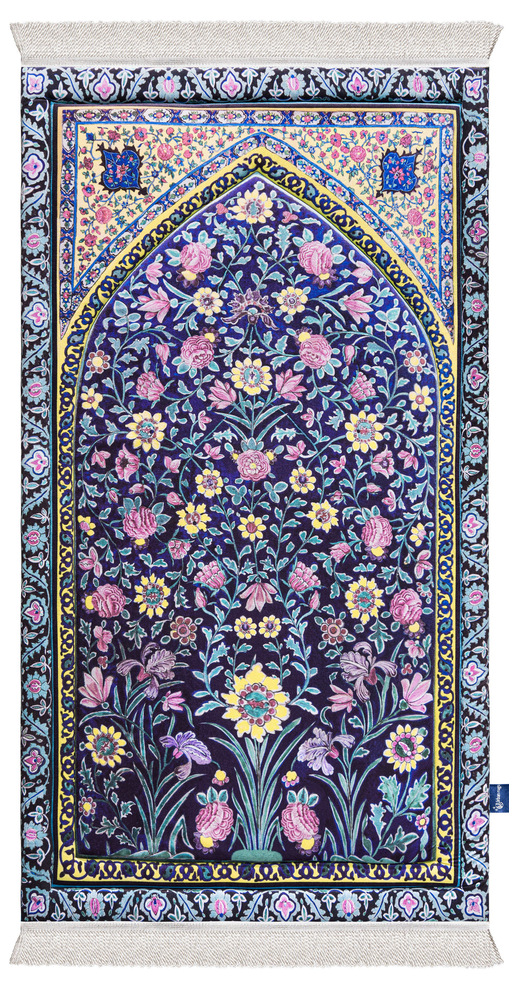 Navy Blossoms Premium Prayer Mat | Urban Rugs